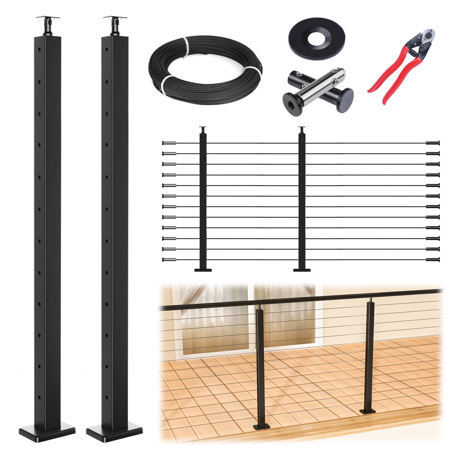 Snapklik.com : Muzata Complete Set 42" Cable Railing Post Kit Include ...