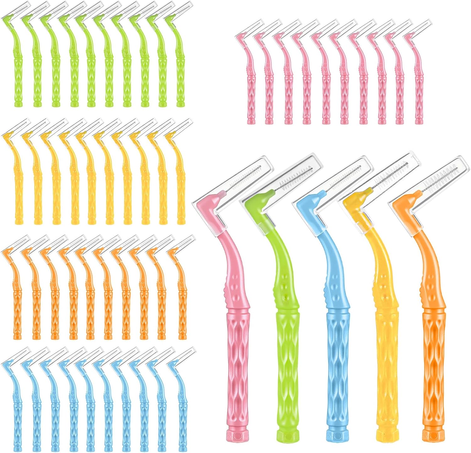 Amazon.com: Lnngub 50 Pcs L-Shaped Interdental Brushes,5 Sizes Braces ...