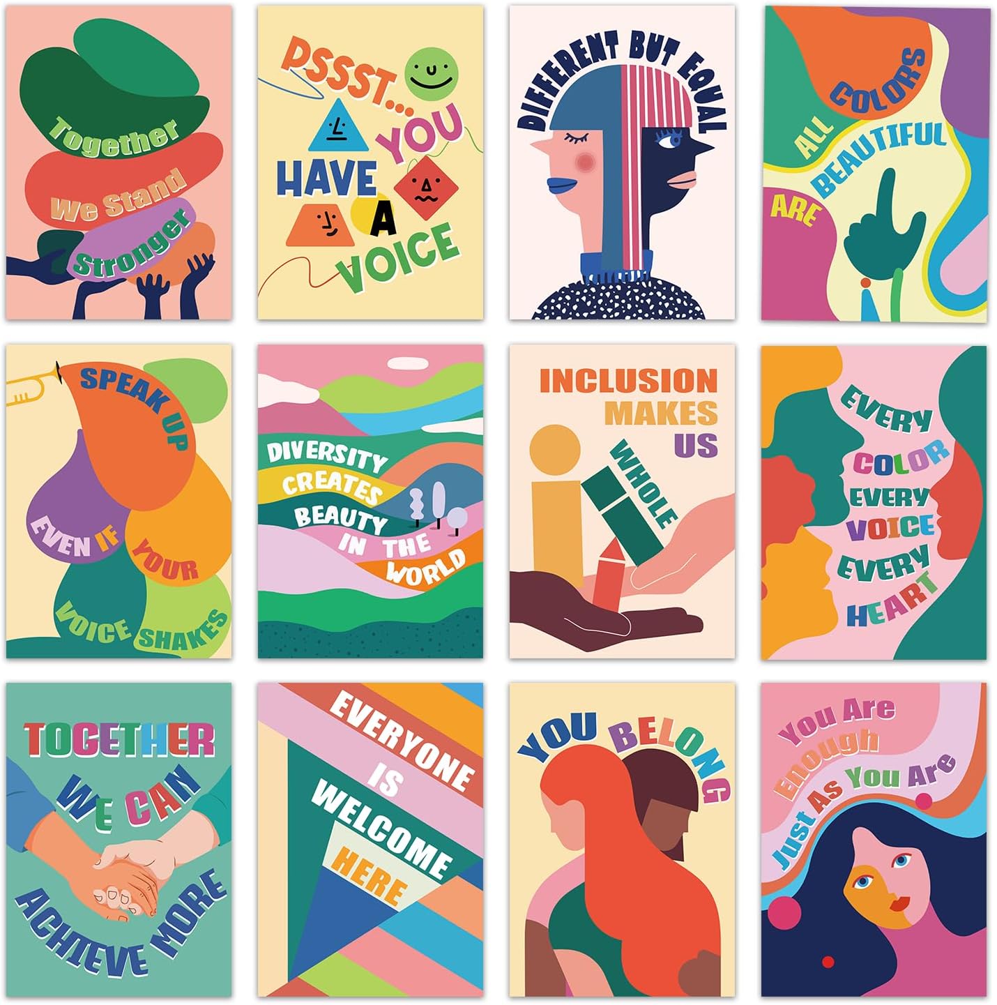 Amazon.com : BIROYAL 12 Pack Diversity Posters for Classroom ...