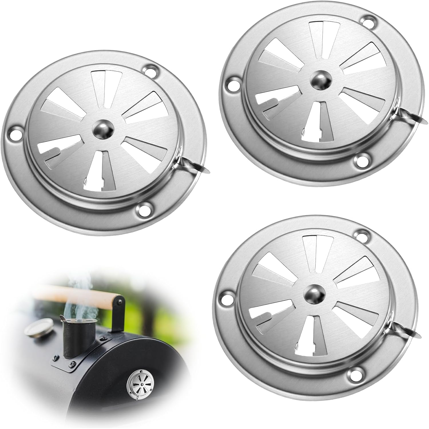 Amazon.com: 3 PCS BBQ Grill Smok Exhaust Vent Stove Air Vent Damper ...