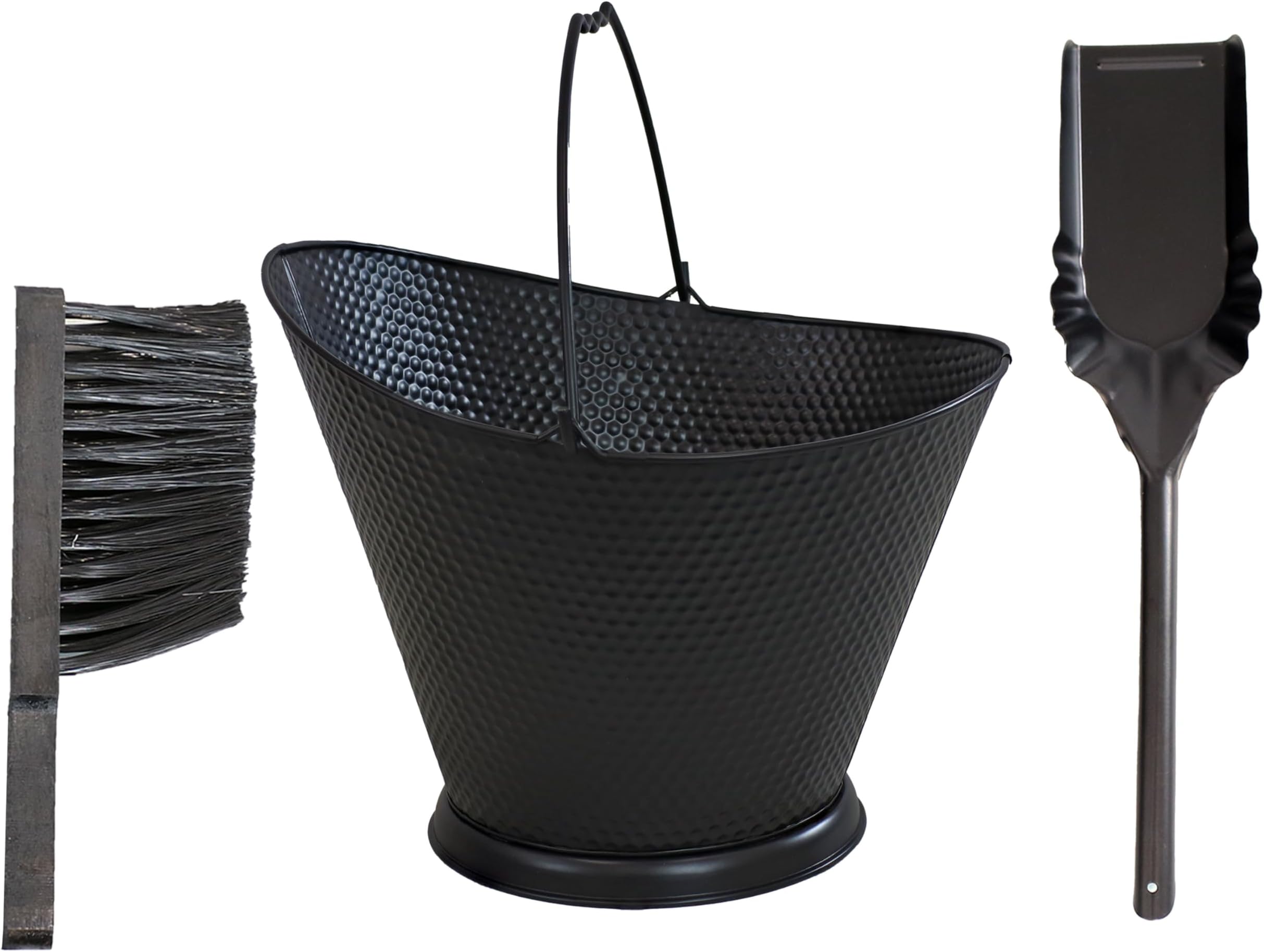 Amazon.com: Noxvoya Metal Ash Bucket with Lid and Shovel, Brush, Black ...
