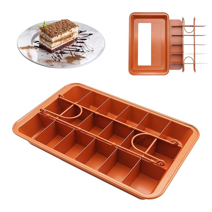Brownie Pan wi Dividers Non-sti Divided Brownie Pan wi Removable Loose ...