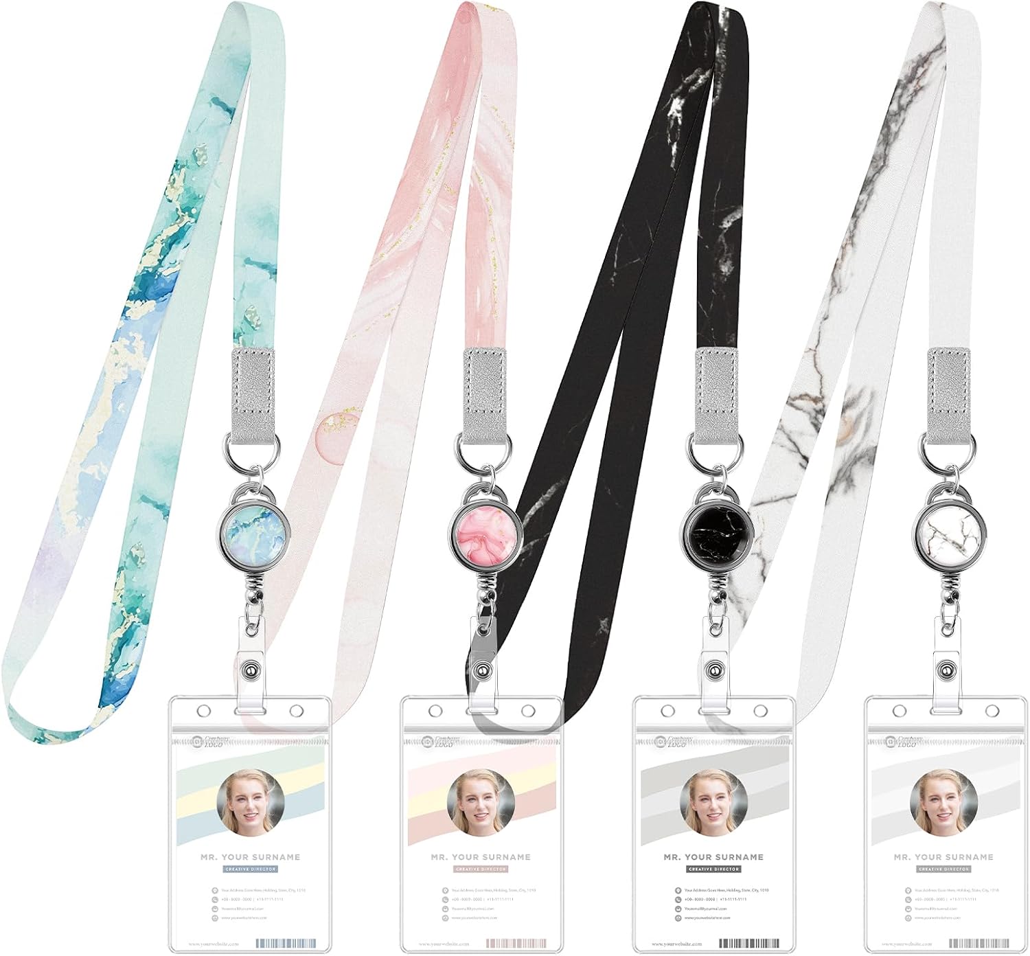Amazon.com : 4 Pack Lanyards for Id Badges Retractable Badges Reels ...