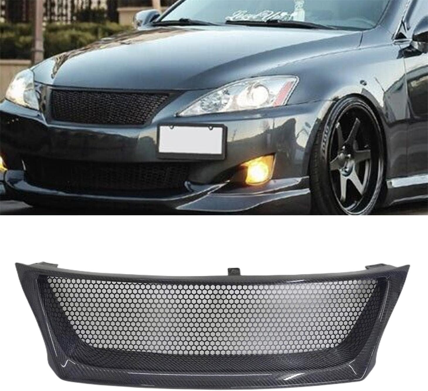 Amazon.com: Carbon Fiber Mesh Grill Front Grille Fits Lexus IS 2009 ...