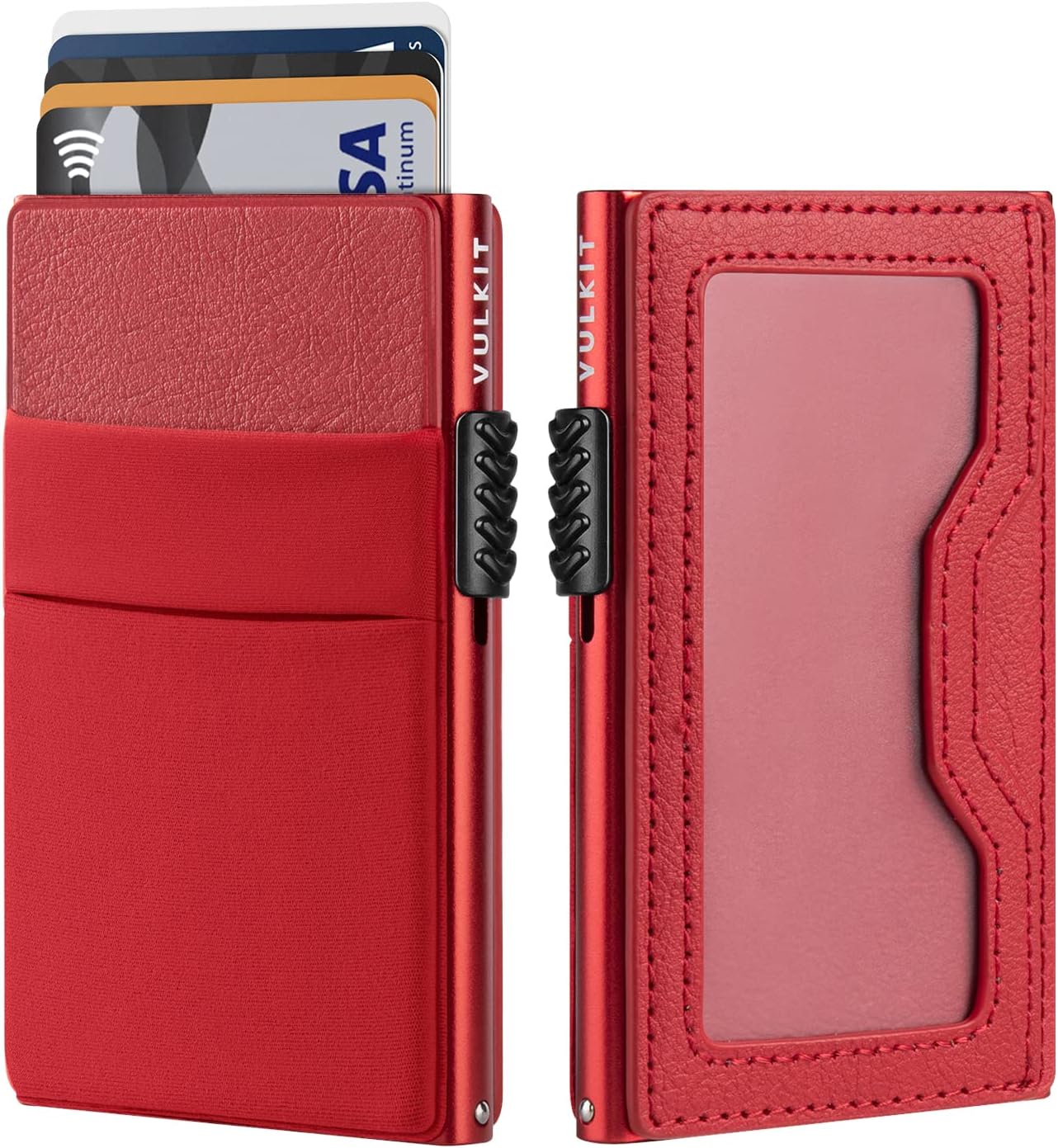 VULKIT Minimalist Wallet with ID Window & EDC Pocket Pop Up Card Holder ...