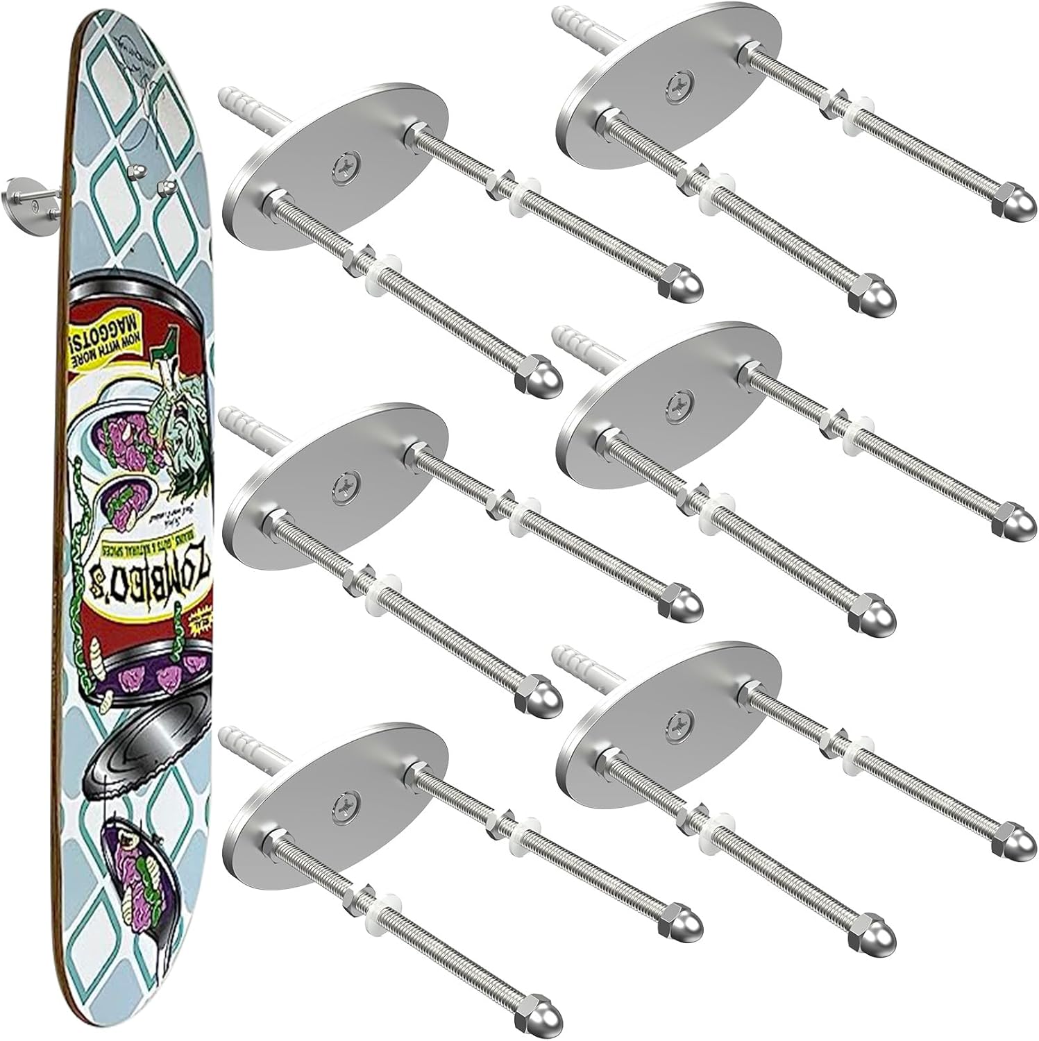 Amazon.com: Linone 6 Pcs Aluminum Skateboard Wall Mount - Skateboard ...