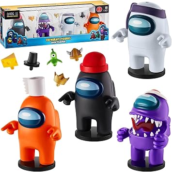 Amazon.com: Four Among Us Crewmate Figures with Stampers | 4.5-Inch ...