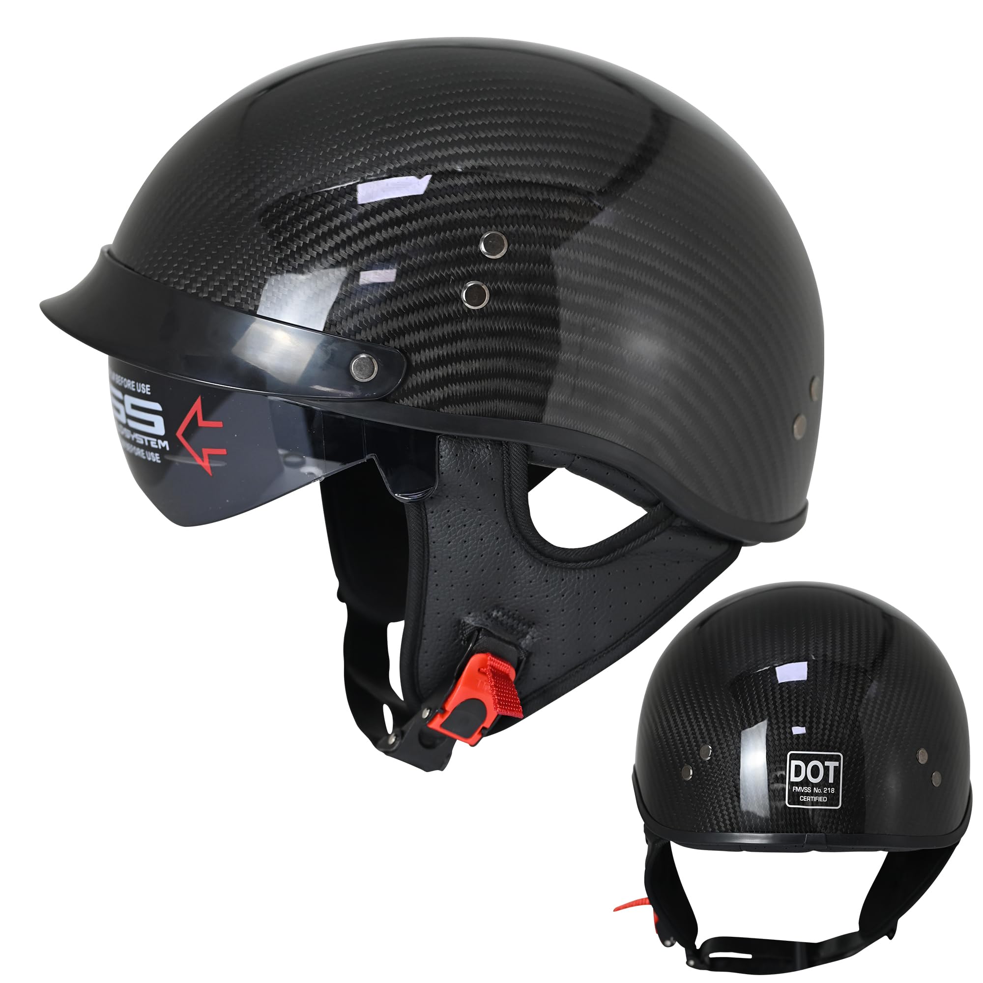 Snapklik.com : Half Helmet Motorcycle Men Women Carbon Fiber DOT ...