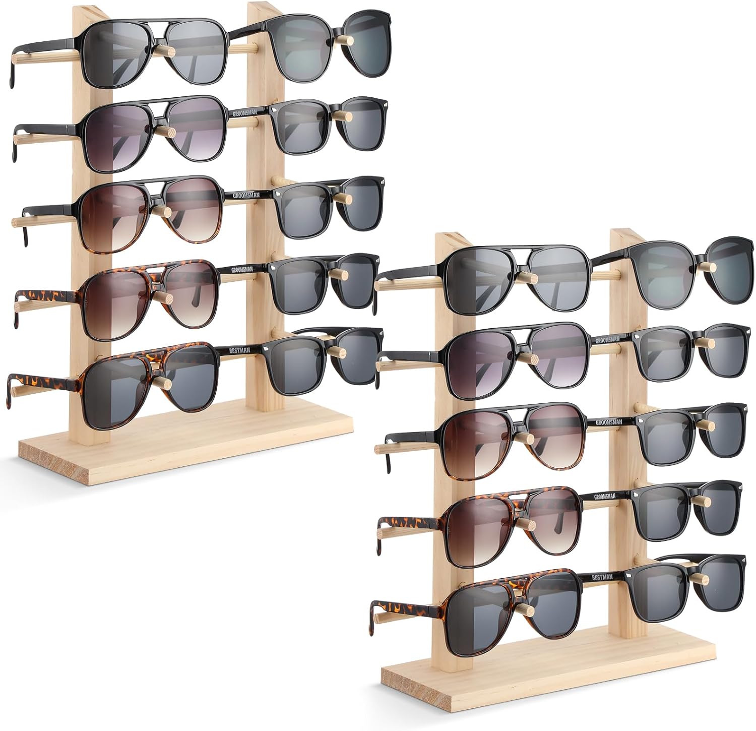 Amazon.com: Wenqik 2 Pack 10 Pair Sunglass Rack Holder Stand, Wooden ...
