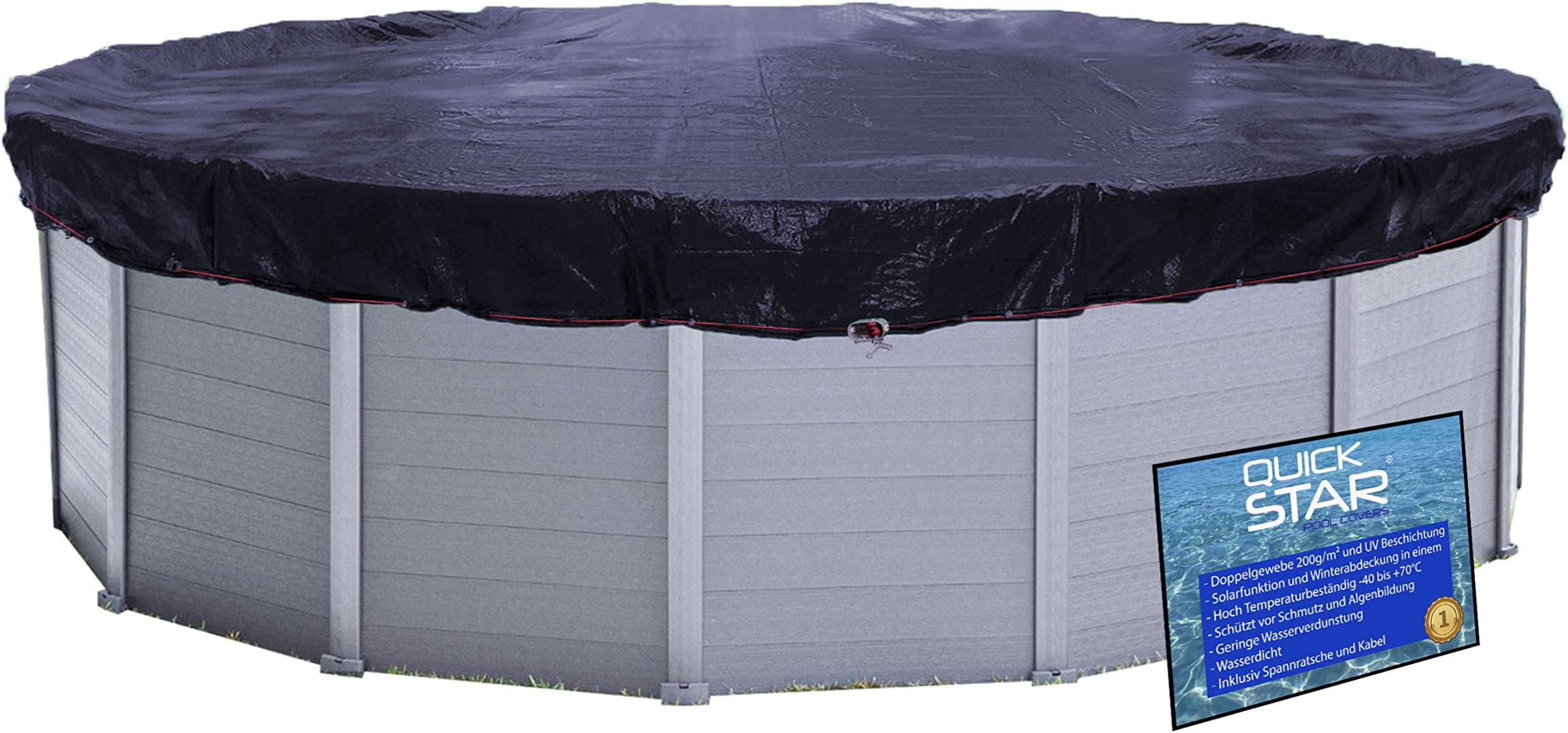 QUICK STAR Poolabdeckung Rund für 320-366 cm Pools | Planenmaß Ø 420 cm ...