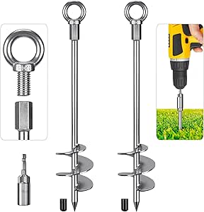 Dolibest Tent Peg Heavy Duty, 46cm Ground Anchor Screw Trampoline Stake ...