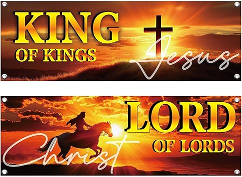 Amazon.com: 2 Pcs King and Lord Banner with Inspirational 6×2ft Church ...