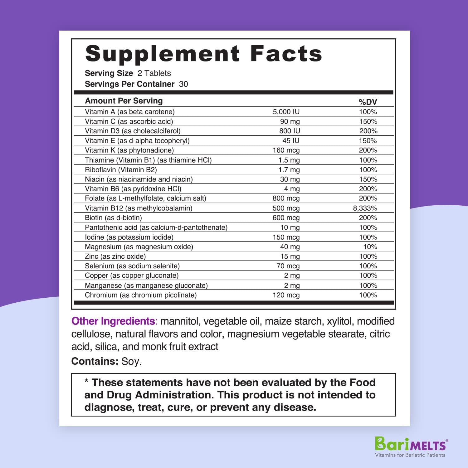 Snapklik.com : BariMelts Multivitamin - 60 Fast-Dissolving Tablets