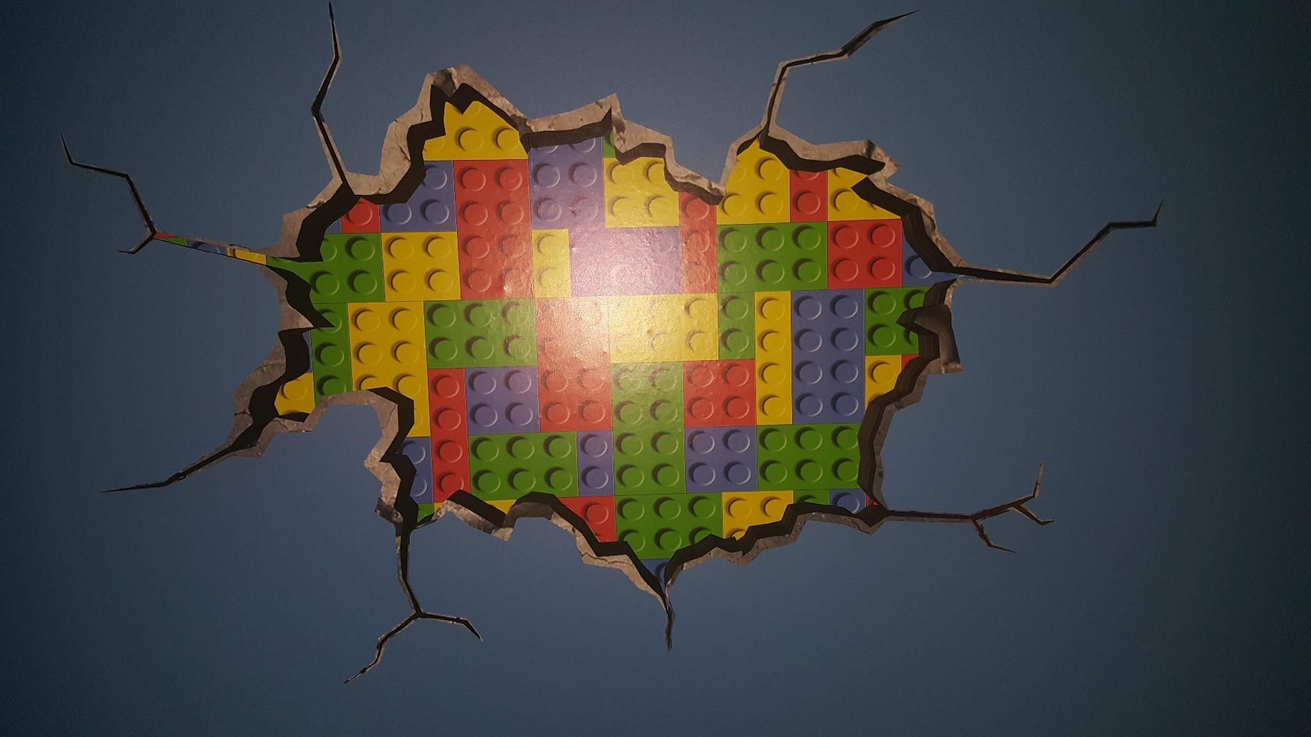 3D Lego Bricks Full Colour Wall Art Sticker Cracked Decal Mural ...