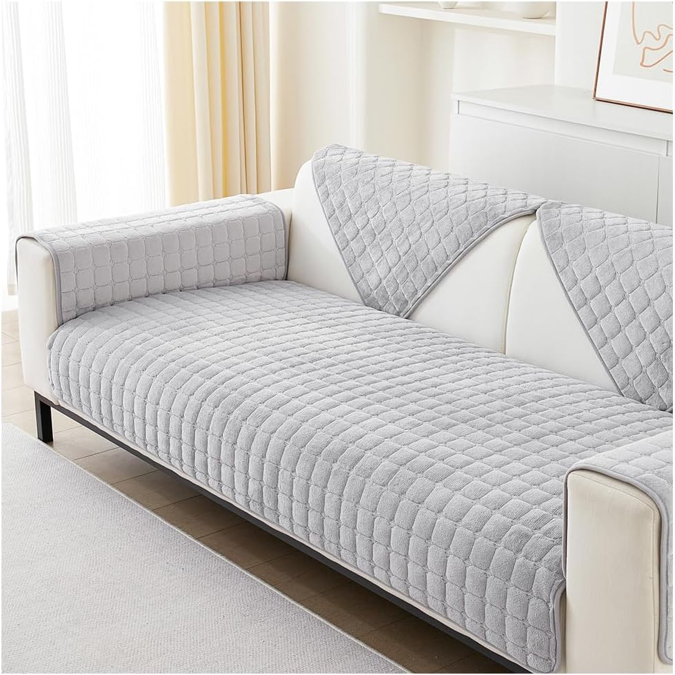 NUODWELL Thickened Sofa Slipcover 1/2/3/4 Seater, Flannel Anti-slip ...