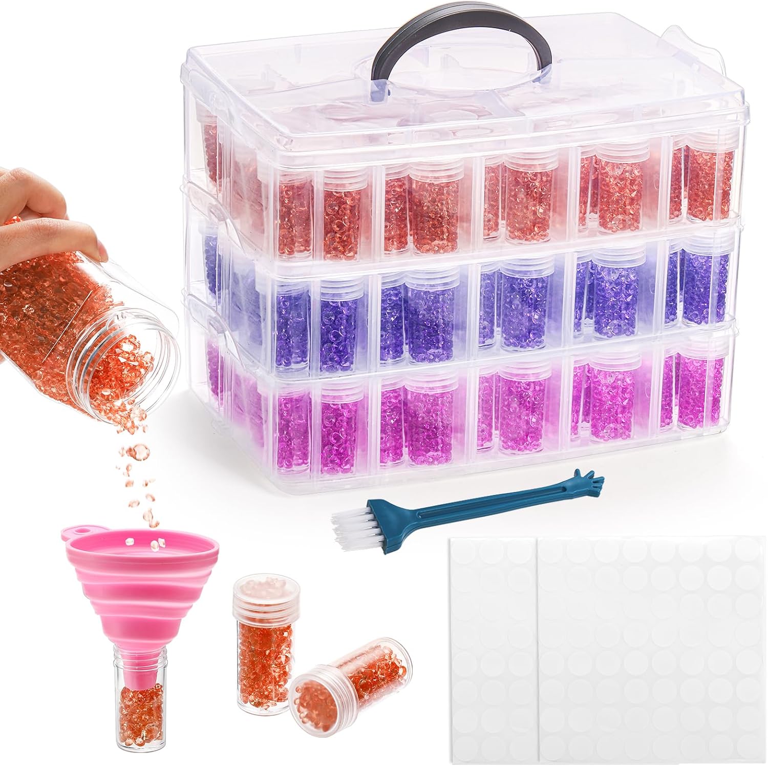 Amazon.com: Hacaroa 3 Tier Diamond Paint Storage Containers, 120 Slots ...