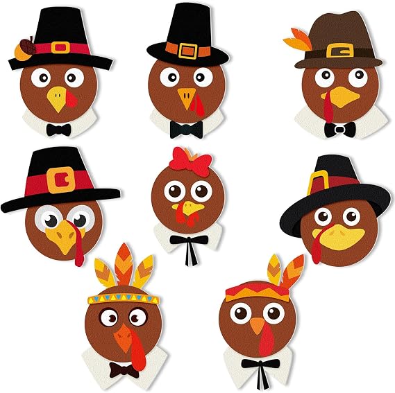 Amazon.com: Ferraycle 16 Pcs Thanksgiving Crafts Thanksgiving Turkey ...