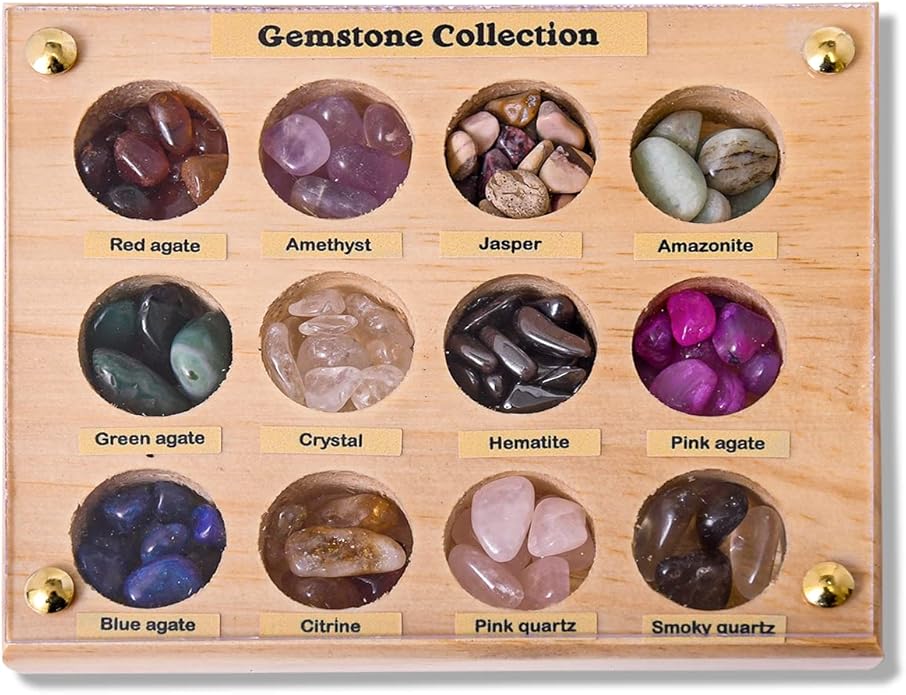 Amazon.com: Gemspire Crystal Set- Gemstone Collection Box wit Rel Gems ...