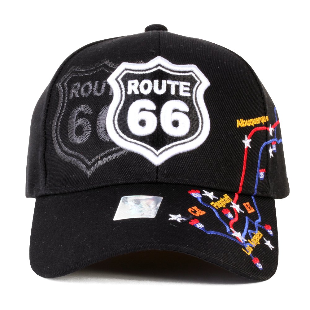 Buy Route 66 Hat Freeway Adjustable Baseball Cap Vintage Cap (Black) at ...