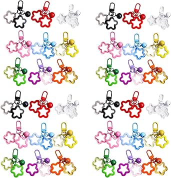 Seodon 36Ps 9 Colors Acrylic Star Bell Keychain,Stars Colorful ...