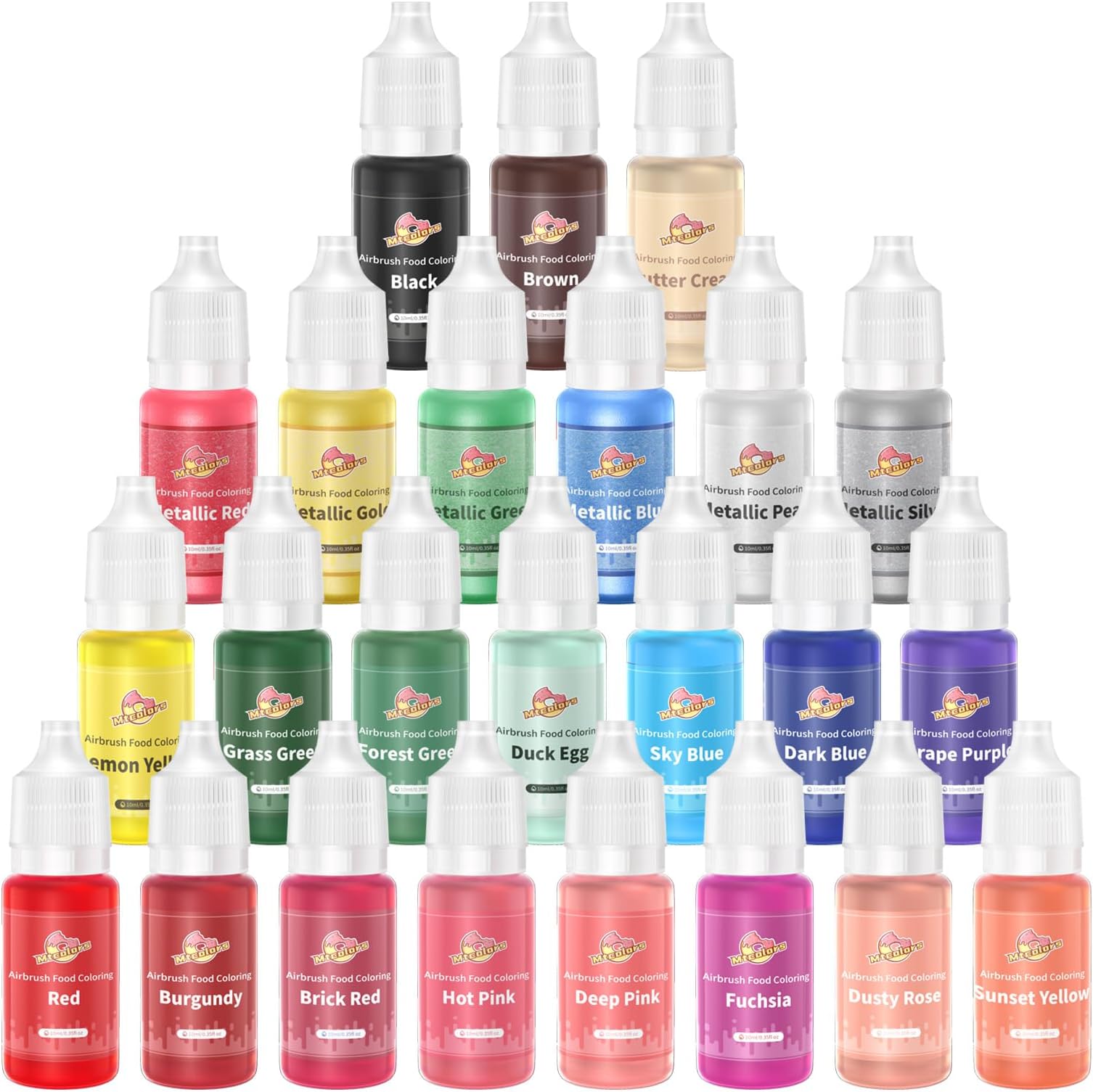 Amazon.com : Mtcolors 24 Airbrush Food Coloring Liquids, 100% Food ...