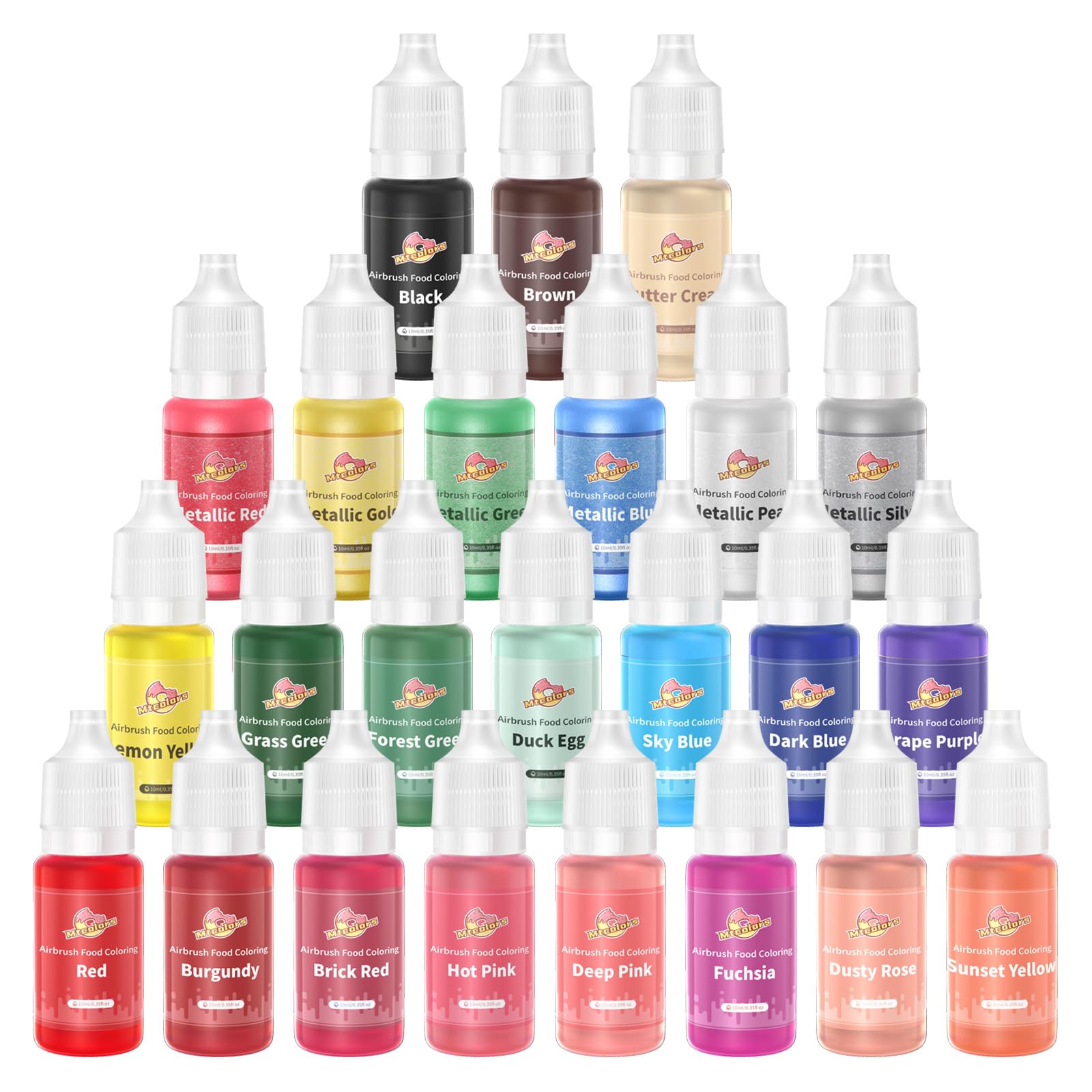 Amazon.com : Mtcolors 24 Airbrush Food Coloring Liquids, 100% Food ...