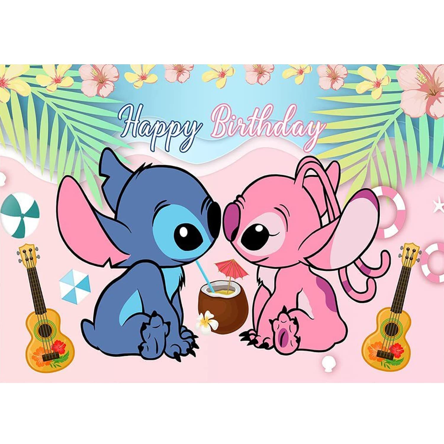 Buy Stitch Birthday Backdrop Stitch Pink Theme Backdrop Decoration ...