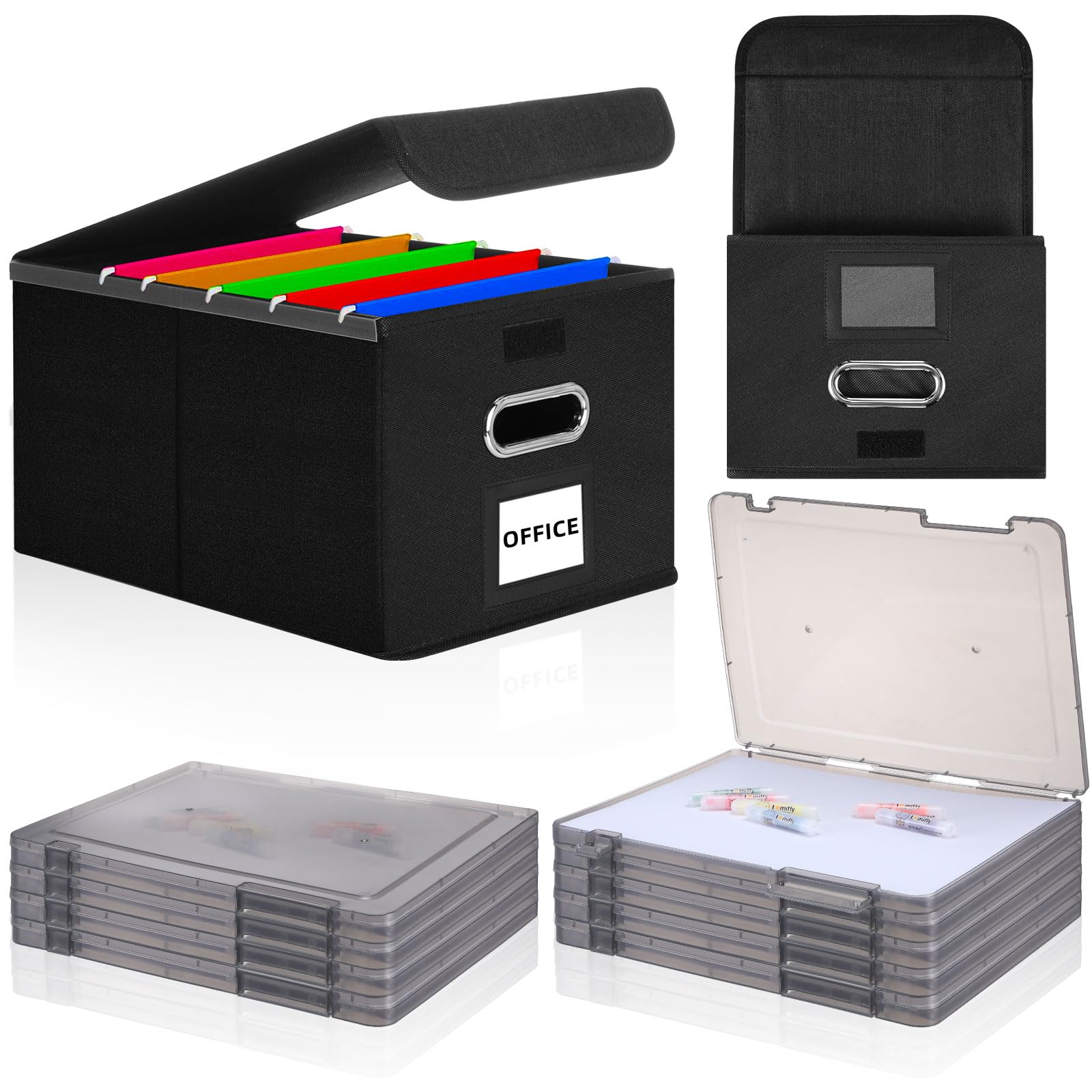 Amazon.com: Yeaqee File Organizer Box with Lid and 8 Pack A4 Project ...