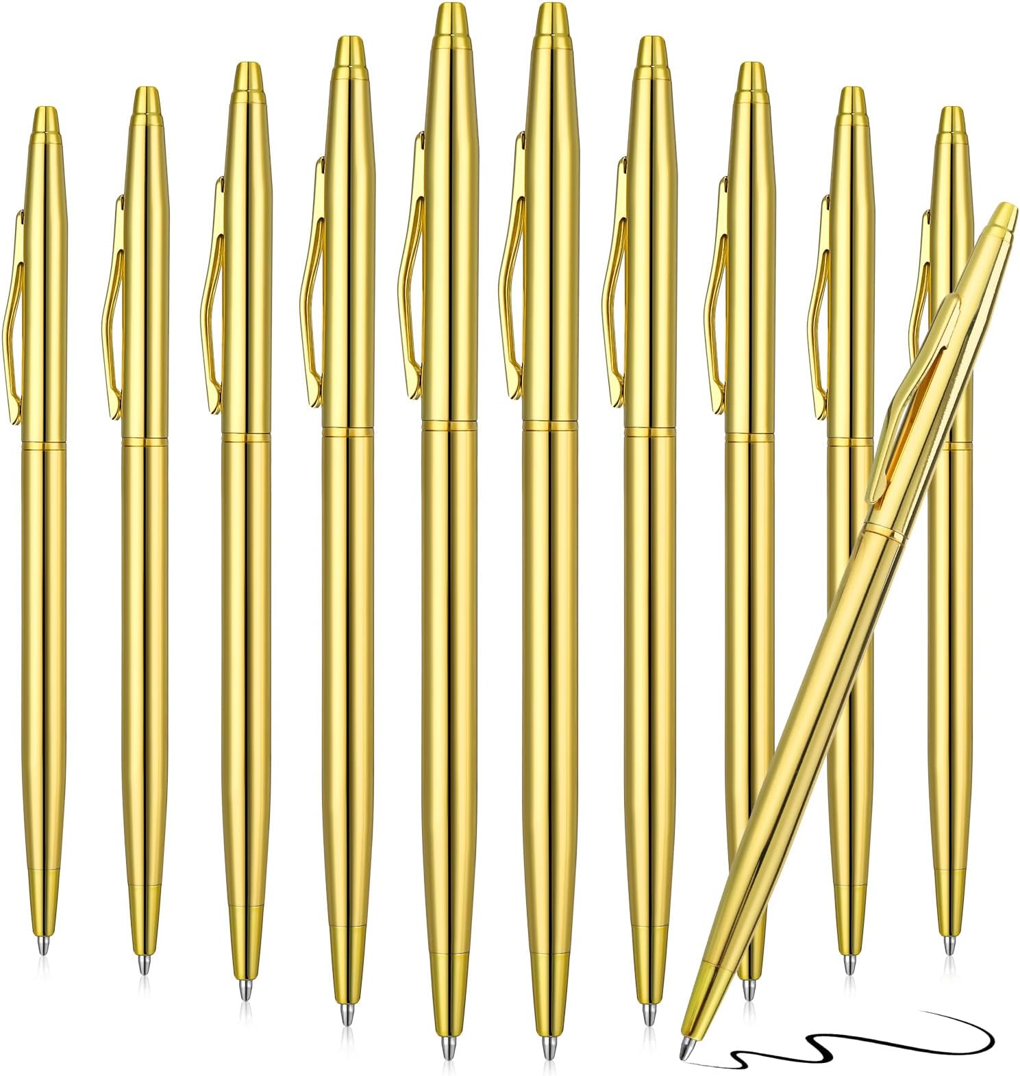 umorismo 10 PCS Metal Ballpoint Pens, Retractable Slim Ballpoint Pens ...