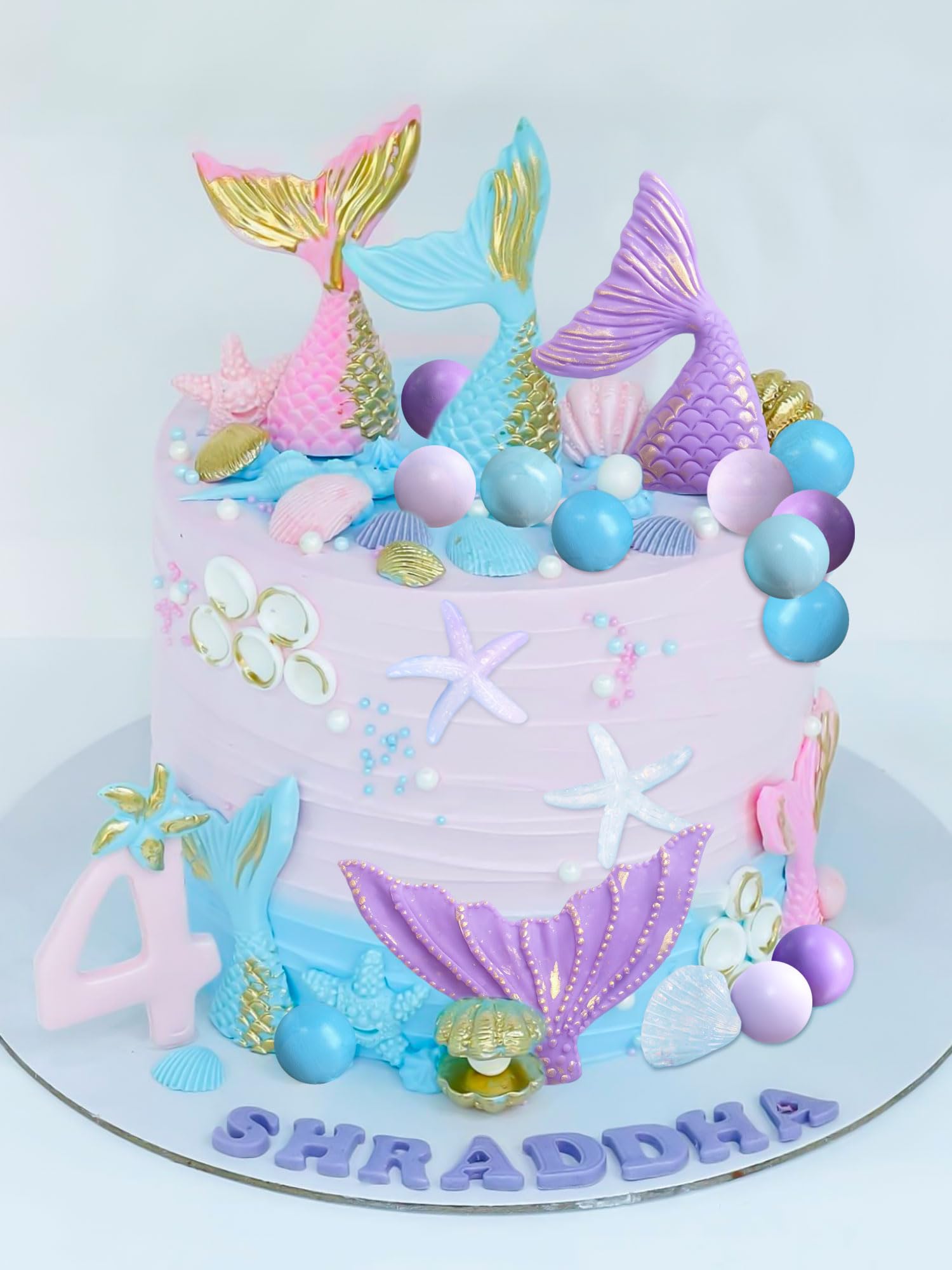 Snapklik.com : Purple Little Mermaid Cake Topper Under The Sea Seashell ...