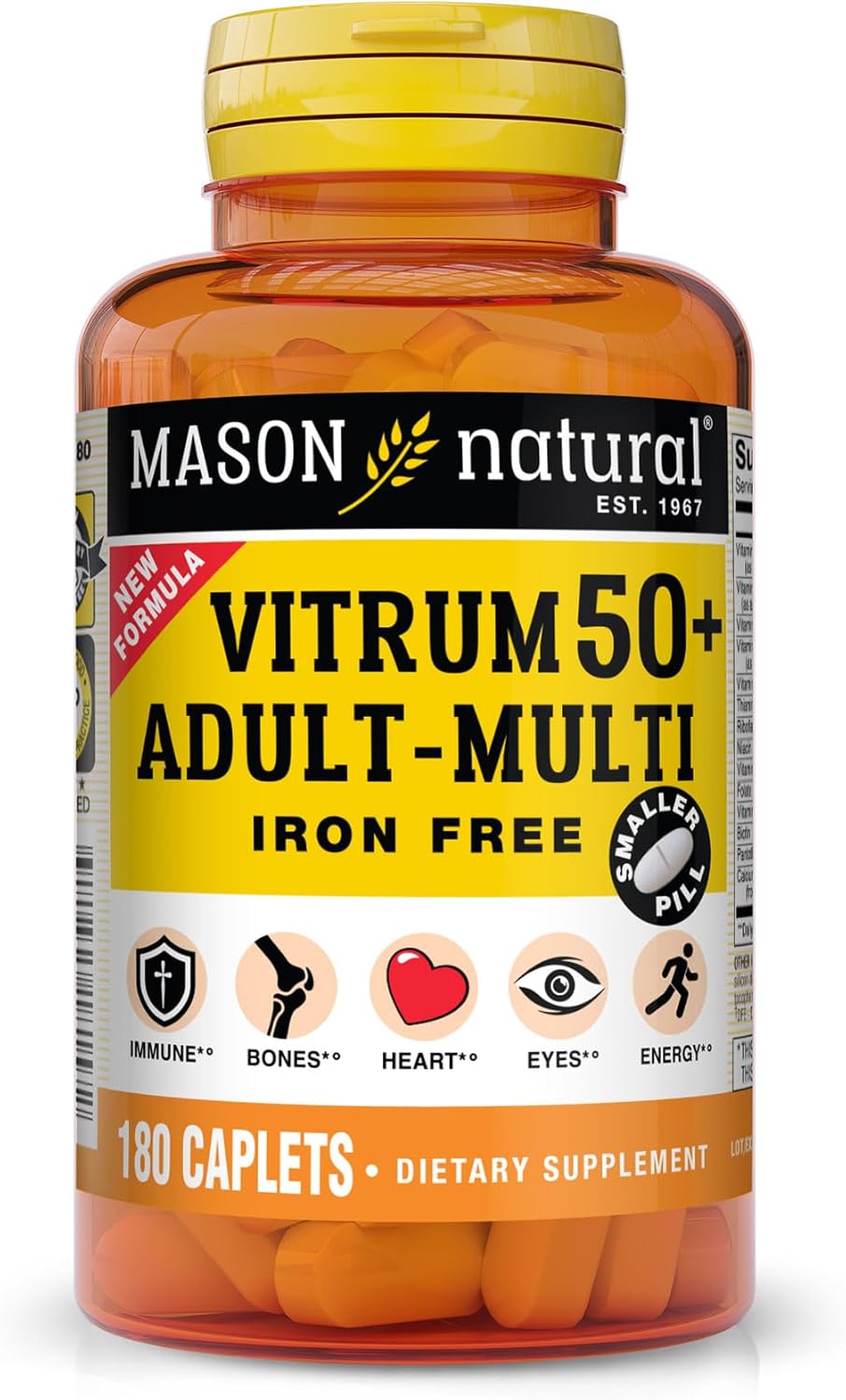 Amazon.com: MASON NATURAL Vitrum 50 + Adult-Multi, Iron Free - Vitamins ...