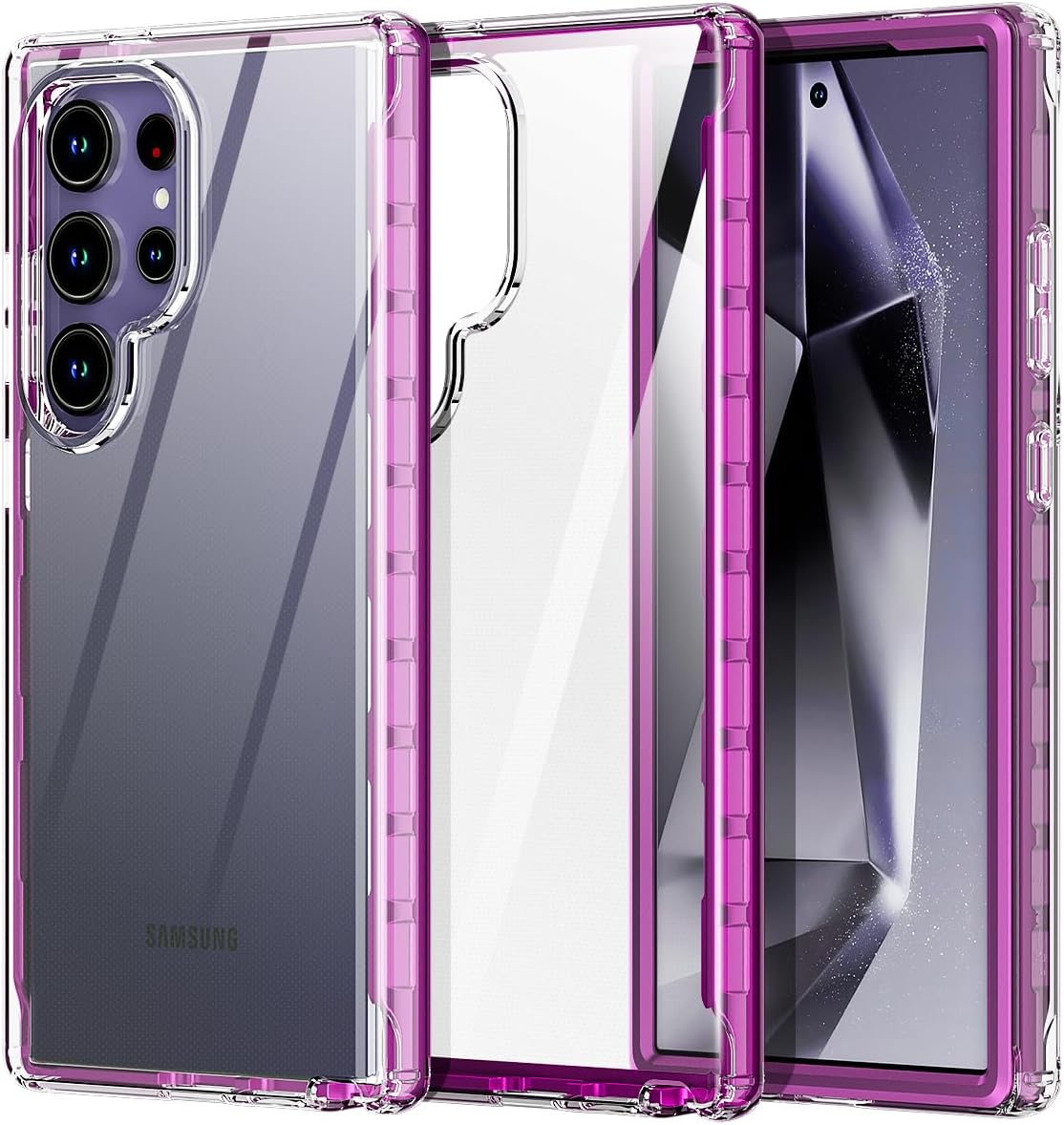 Amazon.com: AICase for Samsung Galaxy S24 Ultra Case Clear Built-in Purple PC Frame, [Anti ...