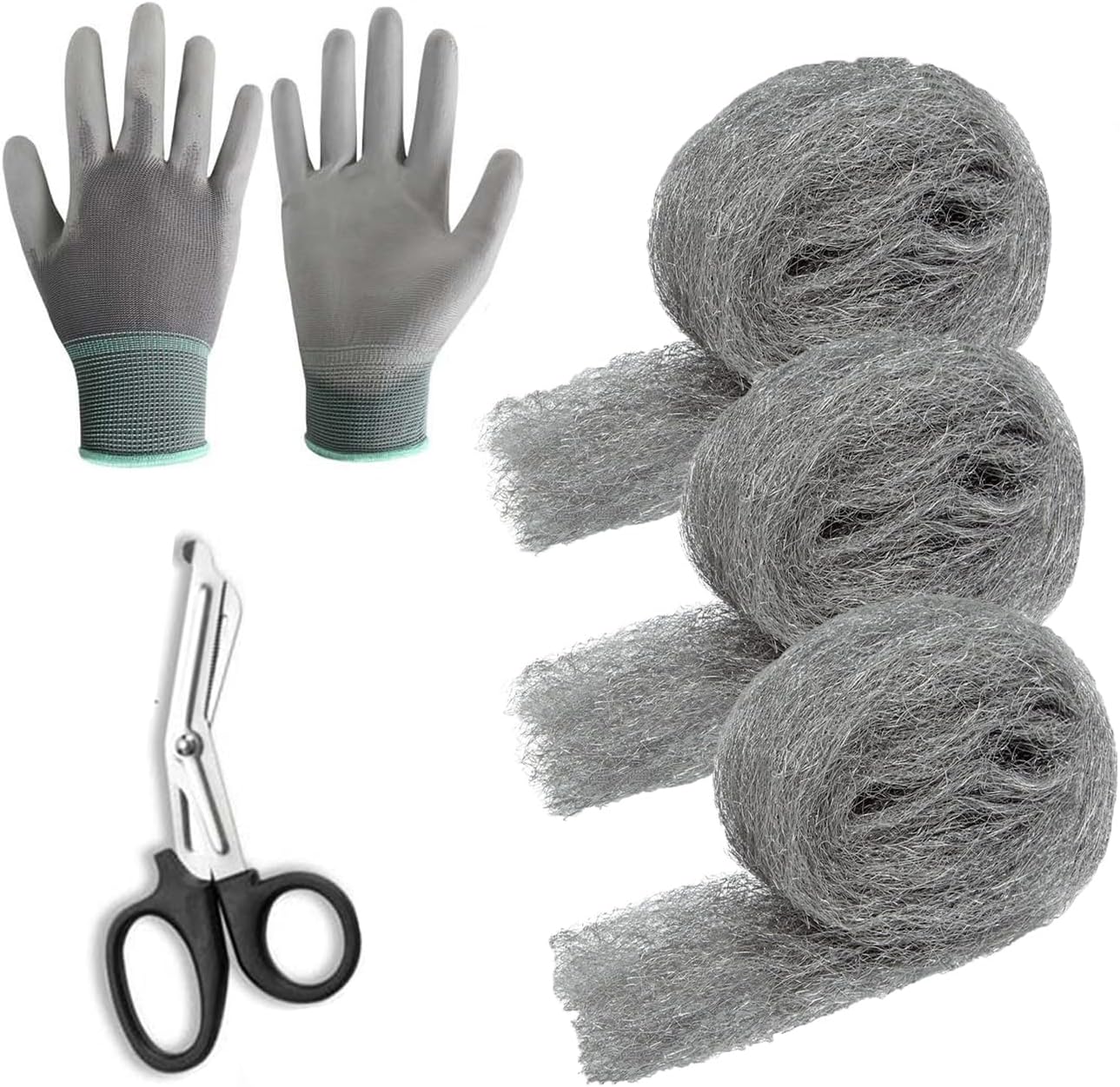 KANGSIT Steel Wool Mice Set, 3Pack 0000 Rodent Control Gaps Blocker ...