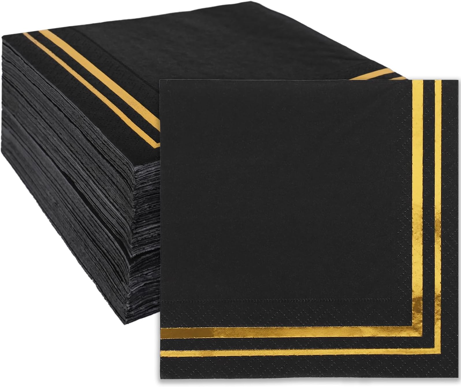 Amazon.com | Whaline 100Pcs Gold and Black Cocktail Napkins Gold Foil ...