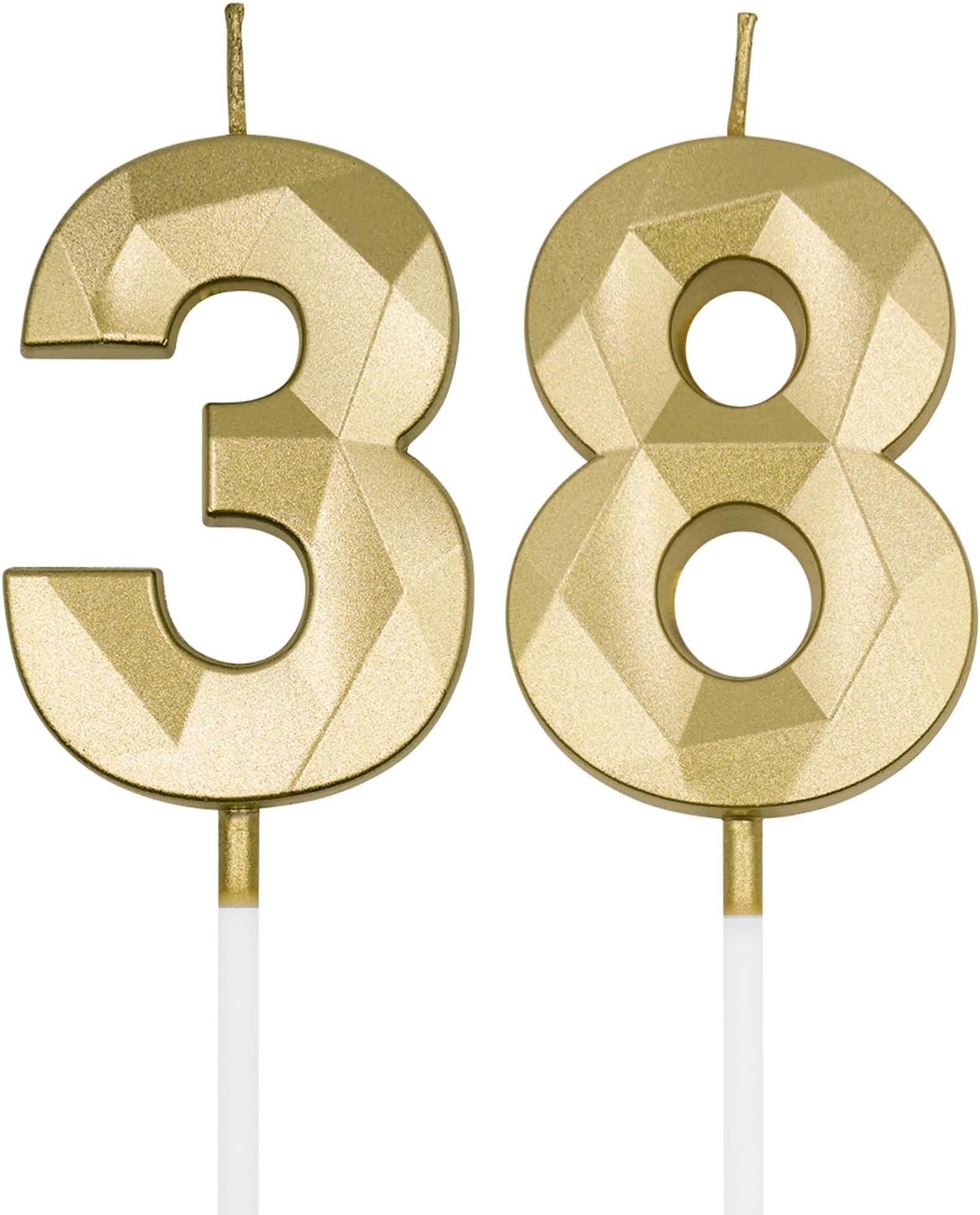 Amazon.com: 38th & 83rd Birthday Candles for Cake, Gold Number 38 83 3D ...