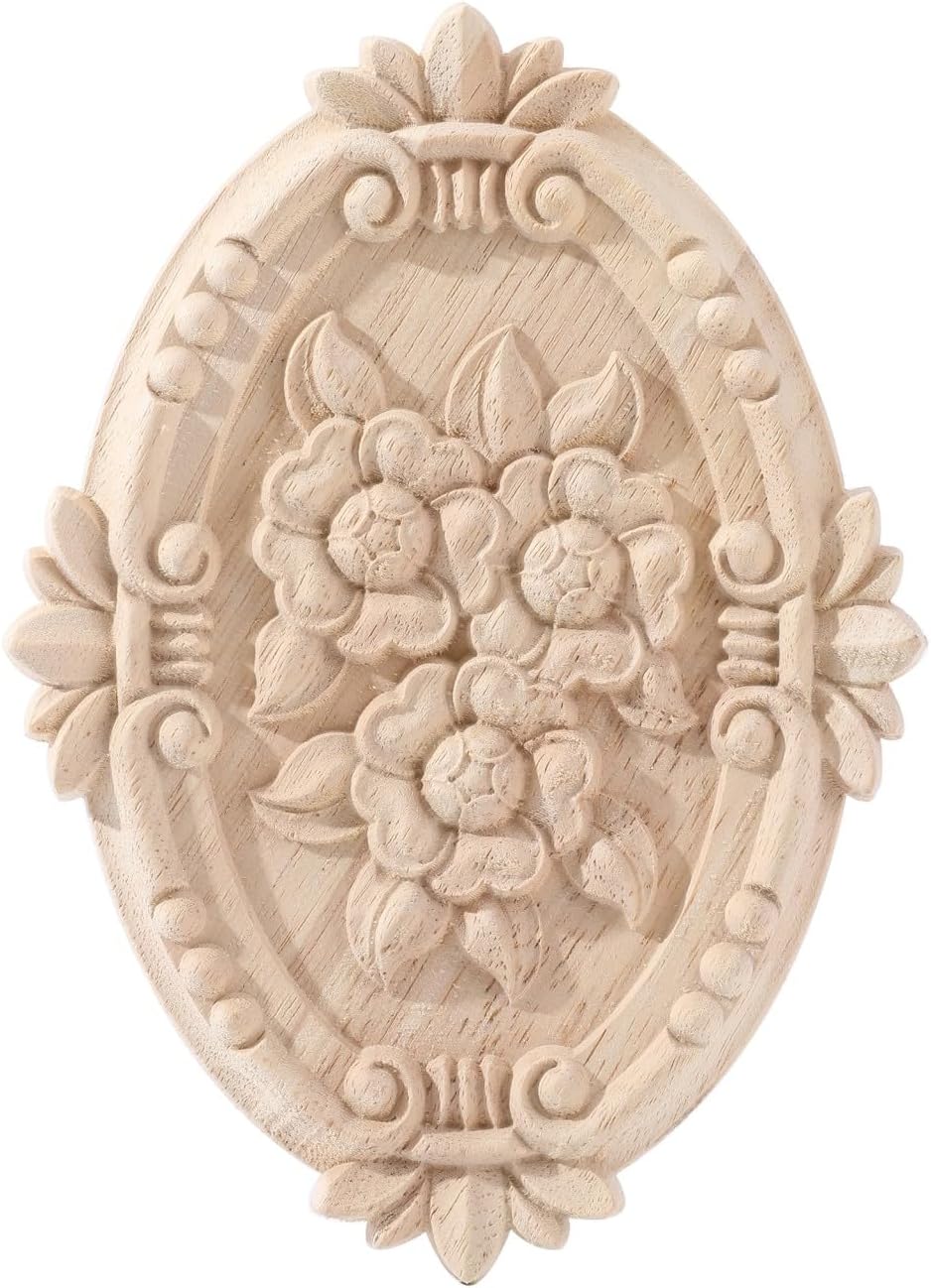 Amazon.com: BSYMDH 1PC Hand Wooden Carved Appliques Onlays Oval Carving ...