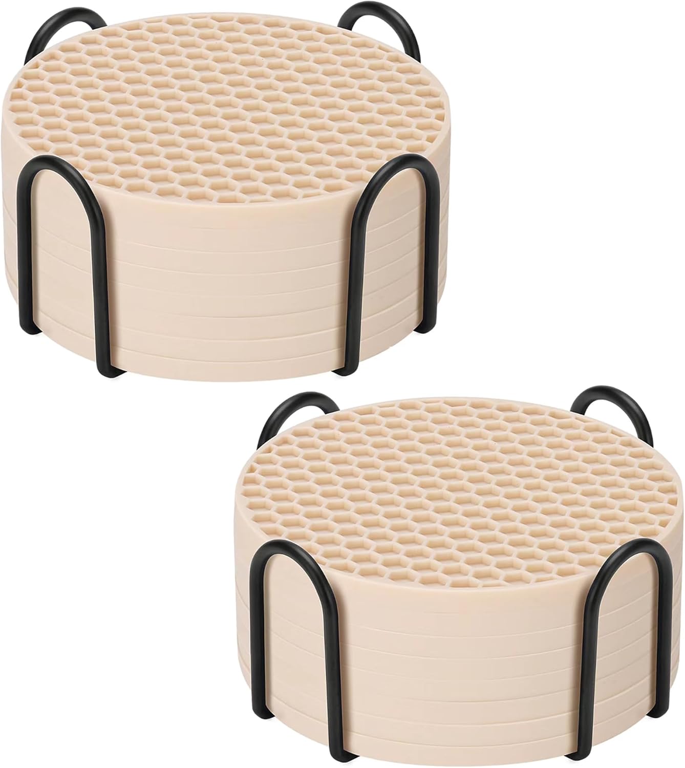 Amazon.com: Tapioca Silicone Coasters Set of 16 with Holder, Drinks ...