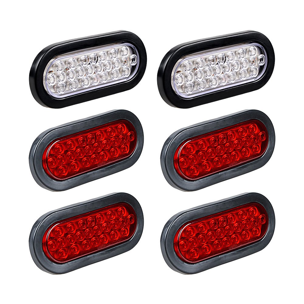 Amazon.com: 6pcs(4Red + 2White) 6 Inch 24-LED Oval Stop Brake Running ...