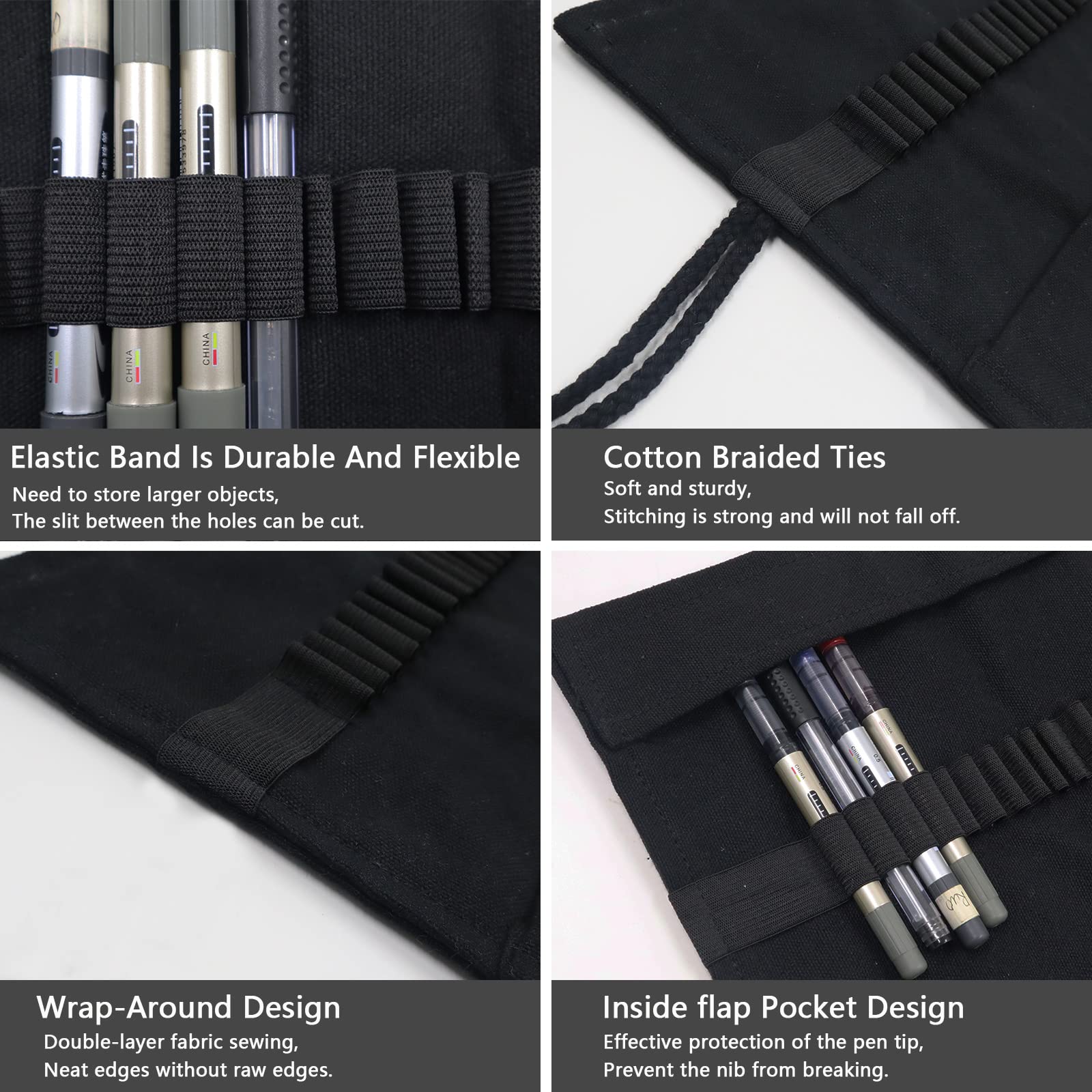 Snapklik.com : Yitexin 72 Slots Canvas Pencil Roll Wrap, Handmade Roll ...