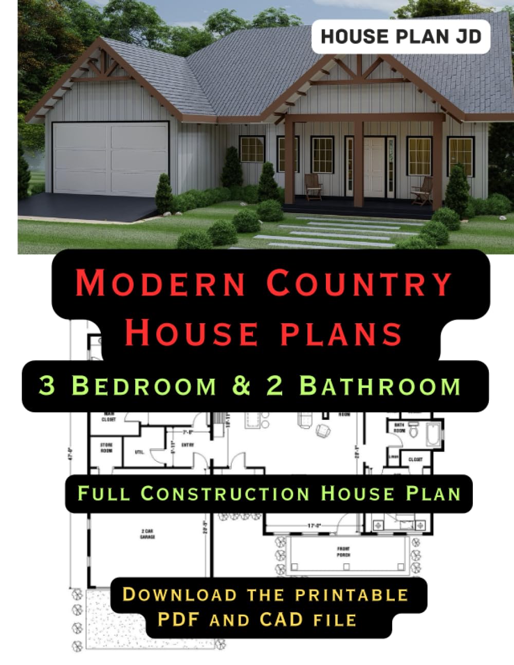 Modern Country House plans with 3 Bedroom & 2 Bathroom Full ...