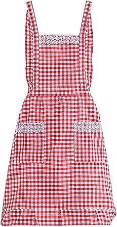 ZPSCXQ Aprons for Women, Vintage Frilly Apron for Women, Red Retro ...