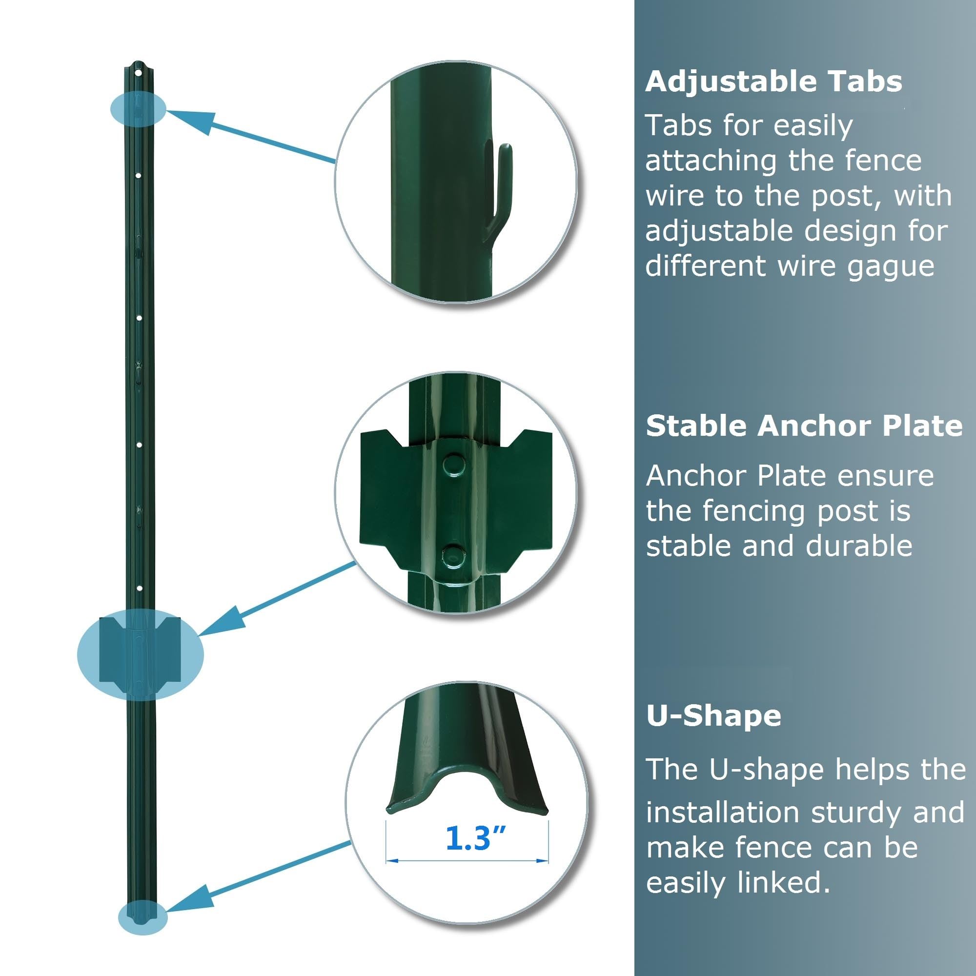 Snapklik.com : MTB Metal Fence Post Fence U Post Green 5 Feet
