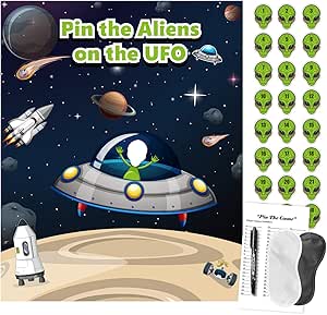 Amazon.com: TYHJOY Aliens Space Party Decorations Games Pin The Aliens ...