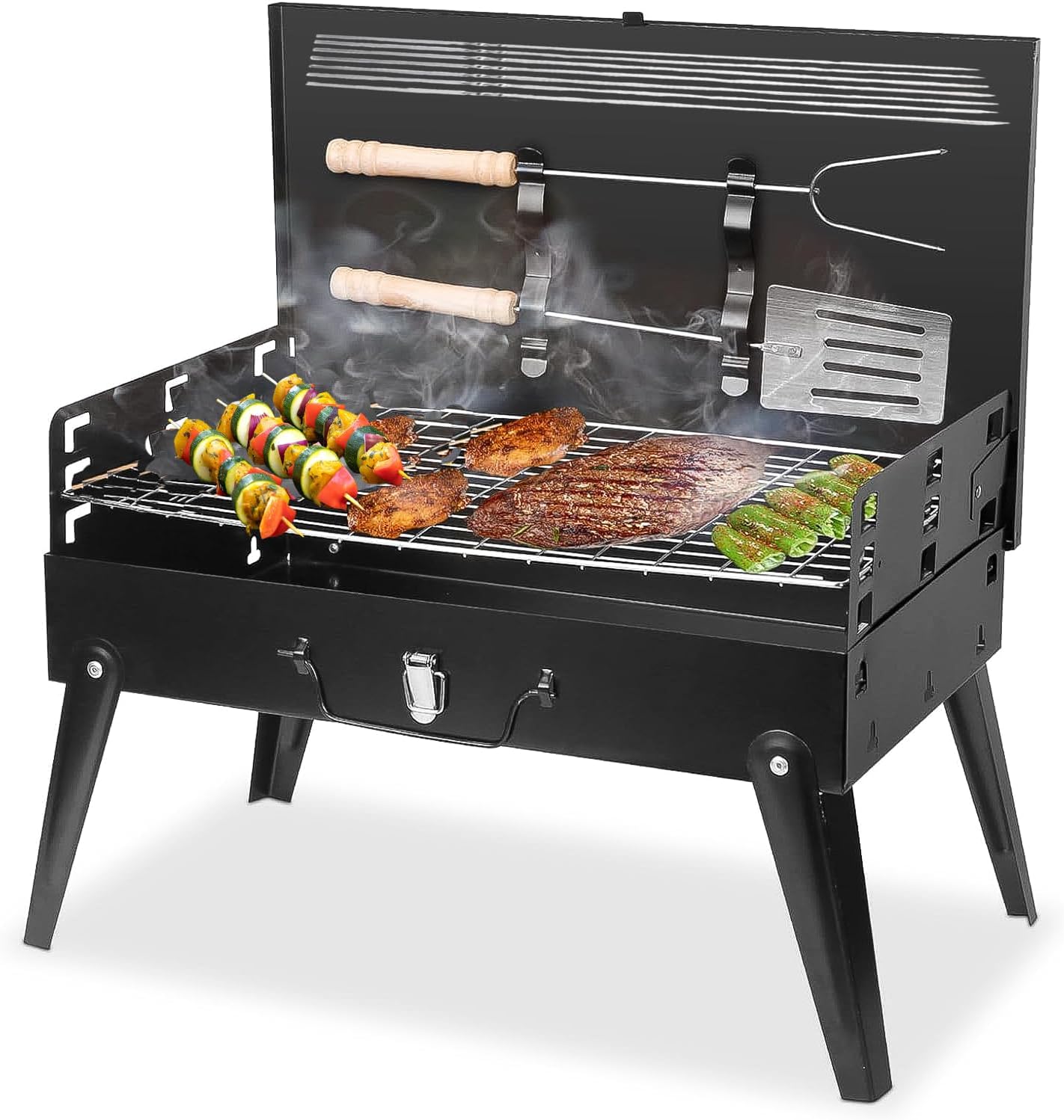 Amazon.com: Portable Charcoal Grill Kit - 17.3" Folding BBQ Grill ...