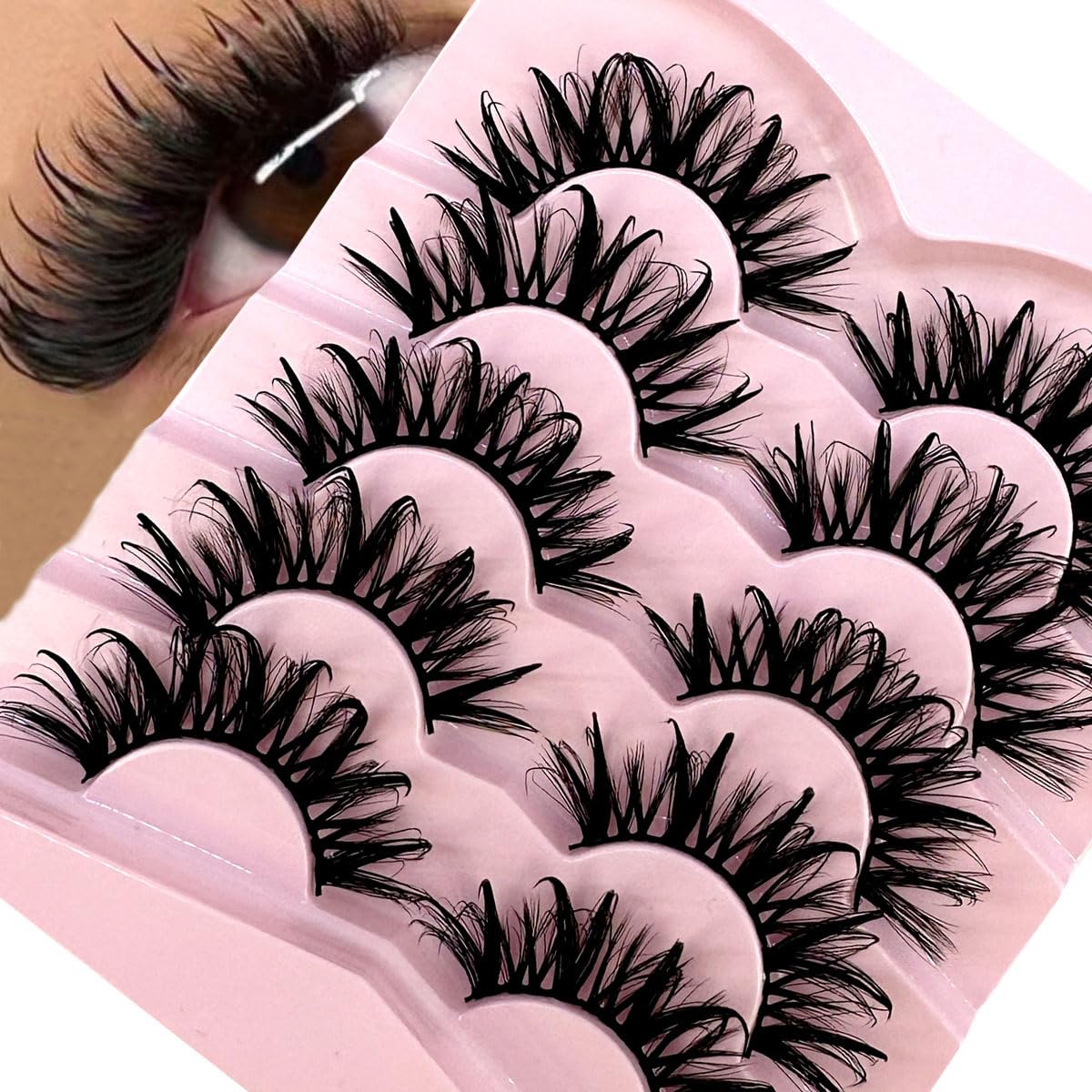 Amazon.com: HBZGTLAD Cat eye Eyelashes 3D Natural False Lashes D Curl ...