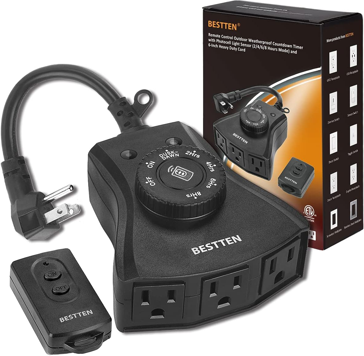 BESTTEN Outdoor Remote Control Outlet with Timer, 3 Bahrain | Ubuy