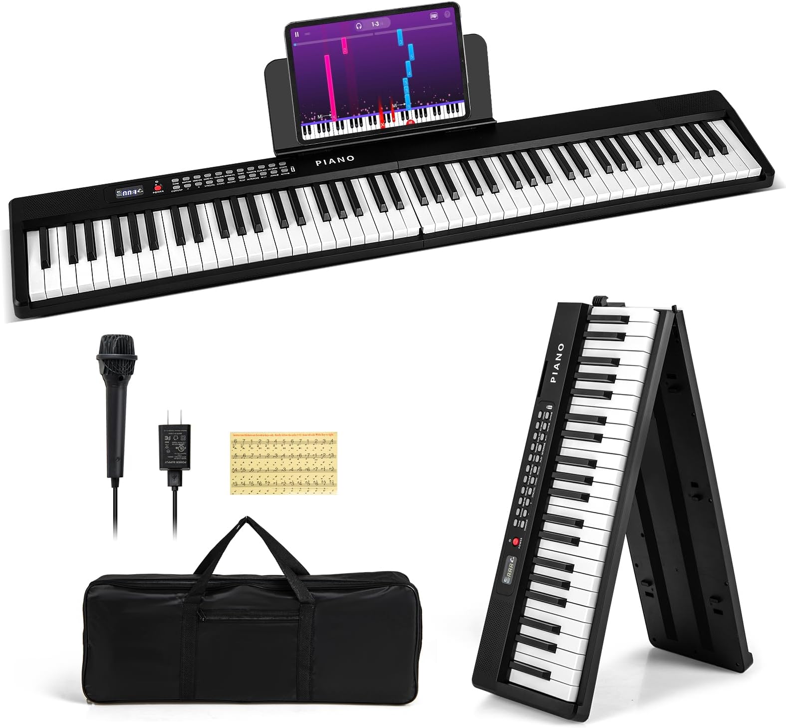 Amazon.com: FingerBallet Portable Piano Keyboard, Semi-Weighted Folding ...