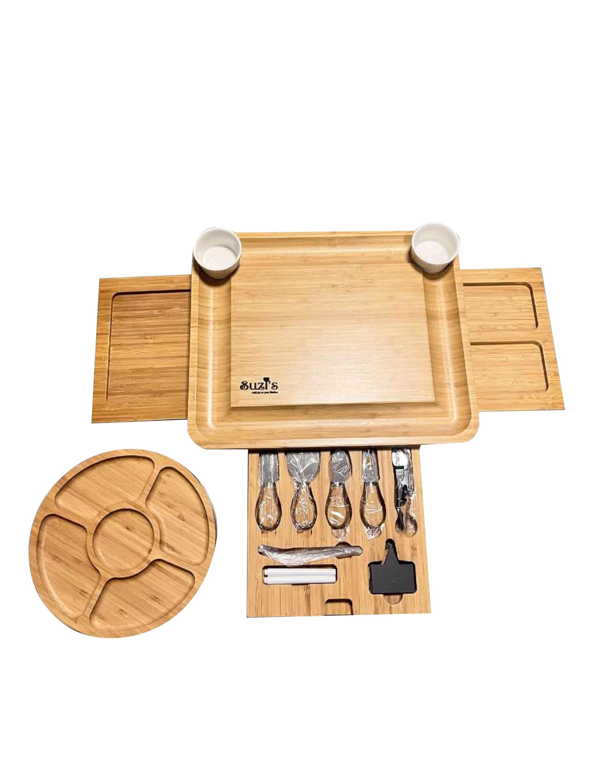 Amazon.com: Suzi's Charcuterie Boards Gift Set, Bamboo Cheese Board Set ...