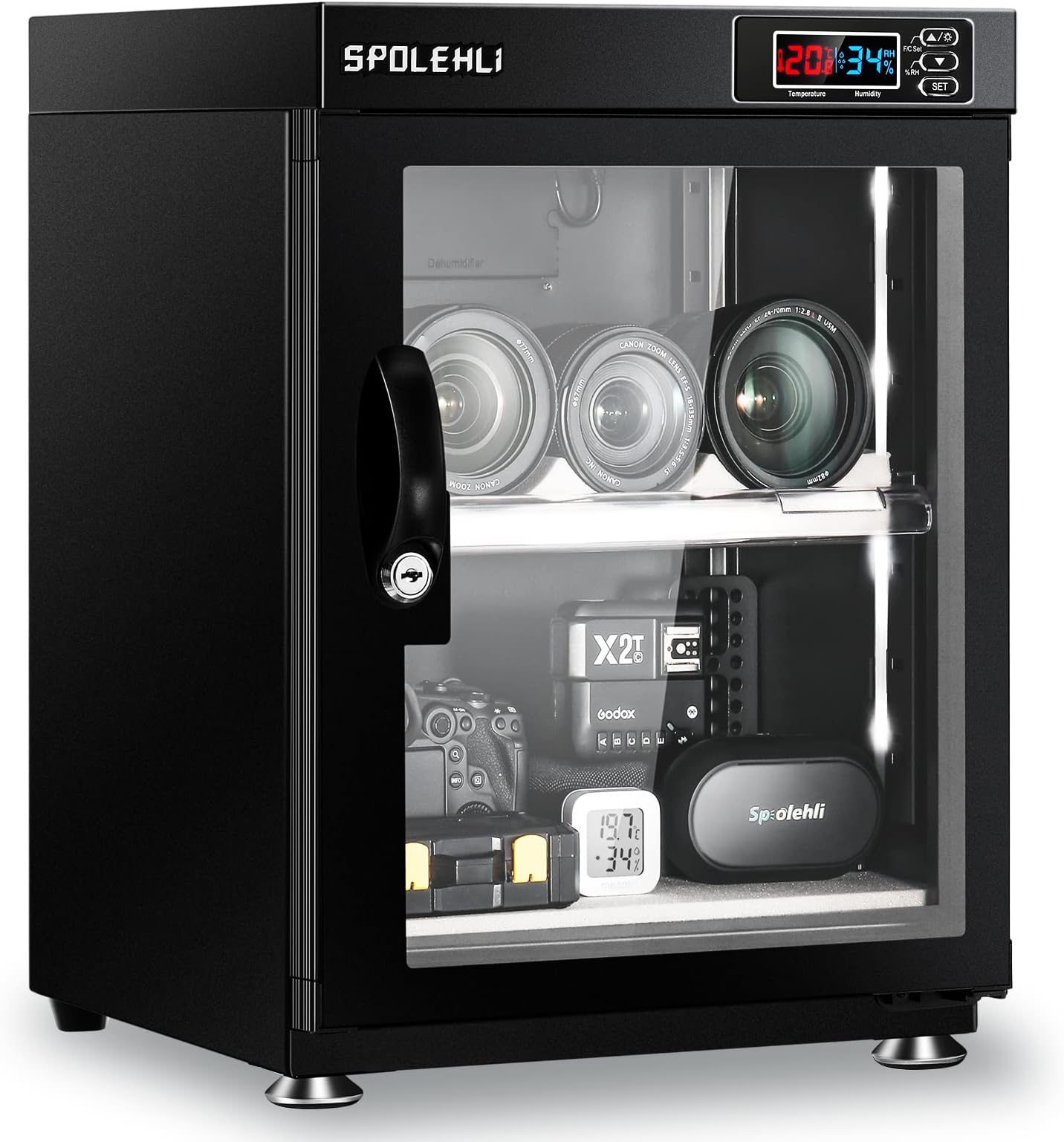 JIAN YA NA 100L LCD Digital Dehumidifier Dry Cabinet Box for 2 Shelf ...