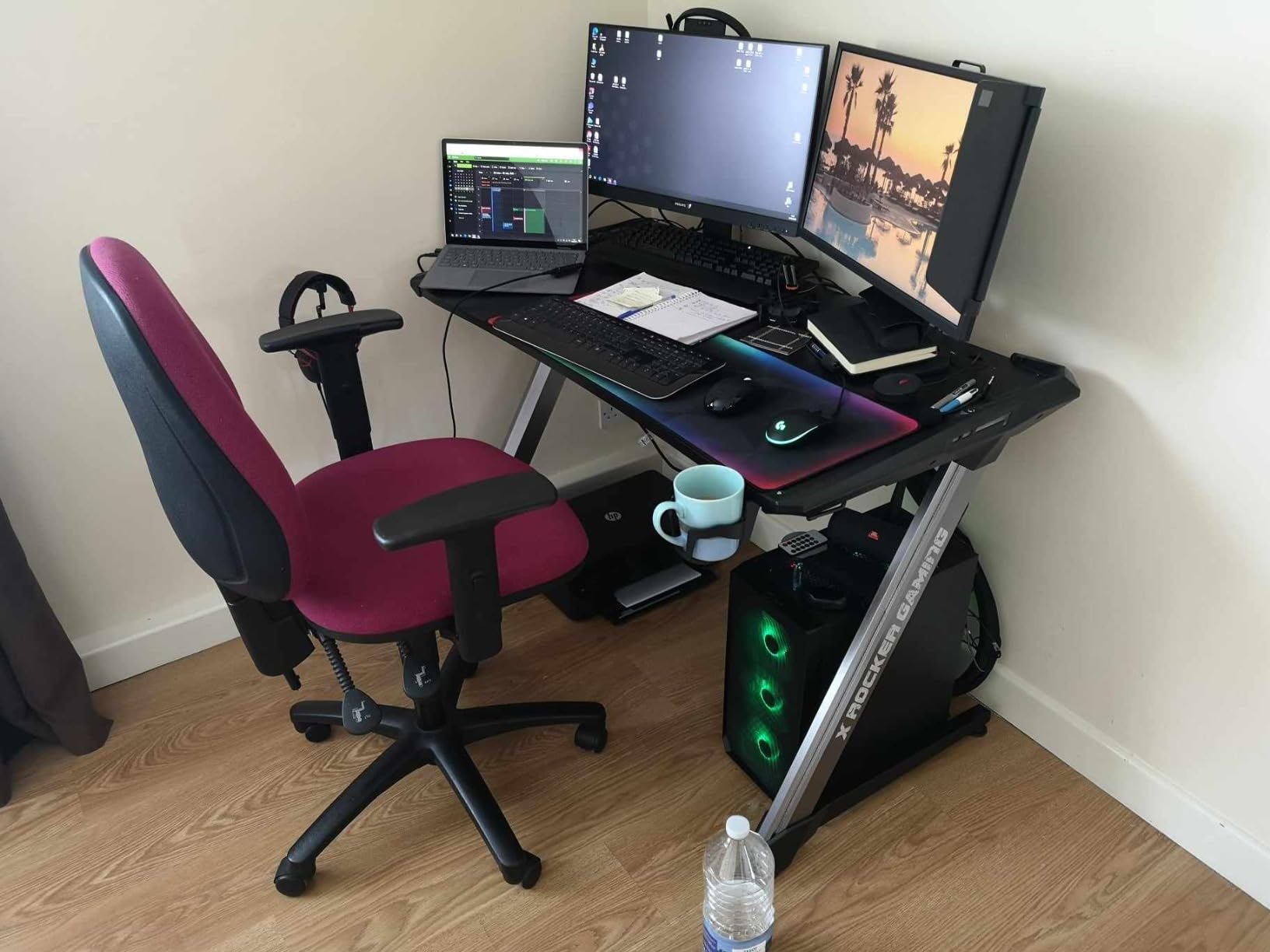 X-Rocker Lynx RGB Gaming Desk 120 x 61 cm PC Computer Desk Z Shaped ...